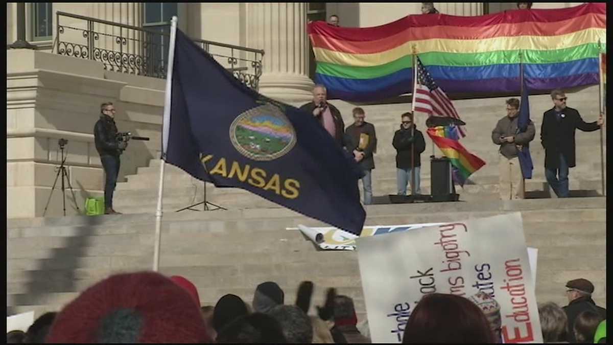 Gay Rights Supporters Rally At Kansas Statehouse