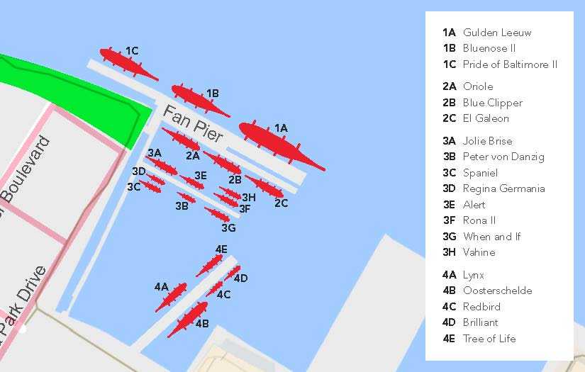 Which ships do you want to see? Sail Boston berthing maps