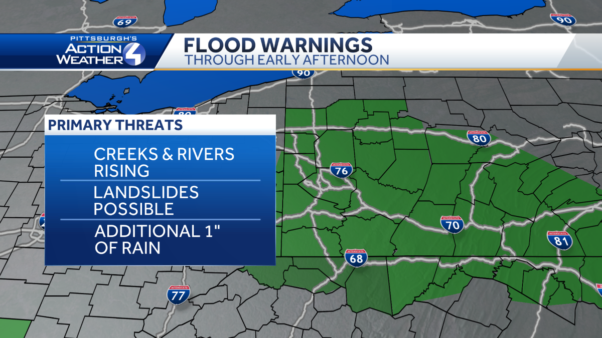Flood warning in effect for several Western Pa. counties until 5 p.m ...